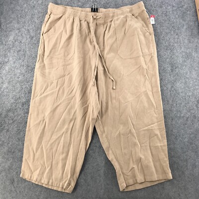 Basic Editions Plus Pants Womens Sz 1X Tan Capri 100% Cotton Pull On ...