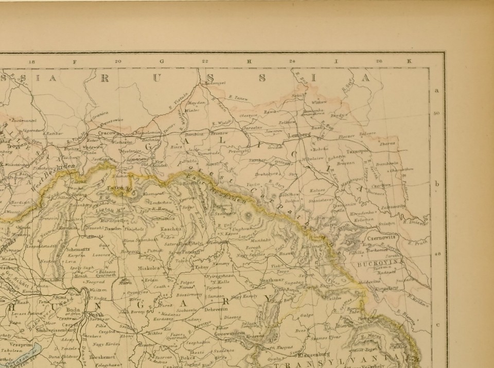 1897 ANTIQUE MAP AUSTRIA HUNGARY BOSNIA DALMATIA CARNIOLA BOHEMIA ...