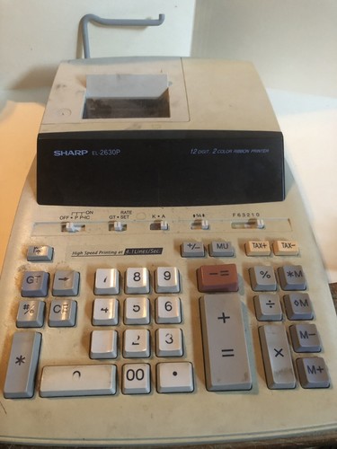 Sharp EL-2630P 12 Digit 2 Color Ribbon Printer Corded Office Calculator ...
