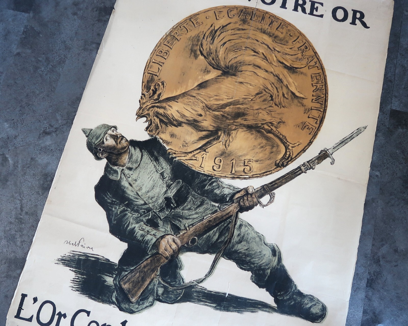 WW1 french propaganda poster Pour la France Pour La Victoire paper vet ...