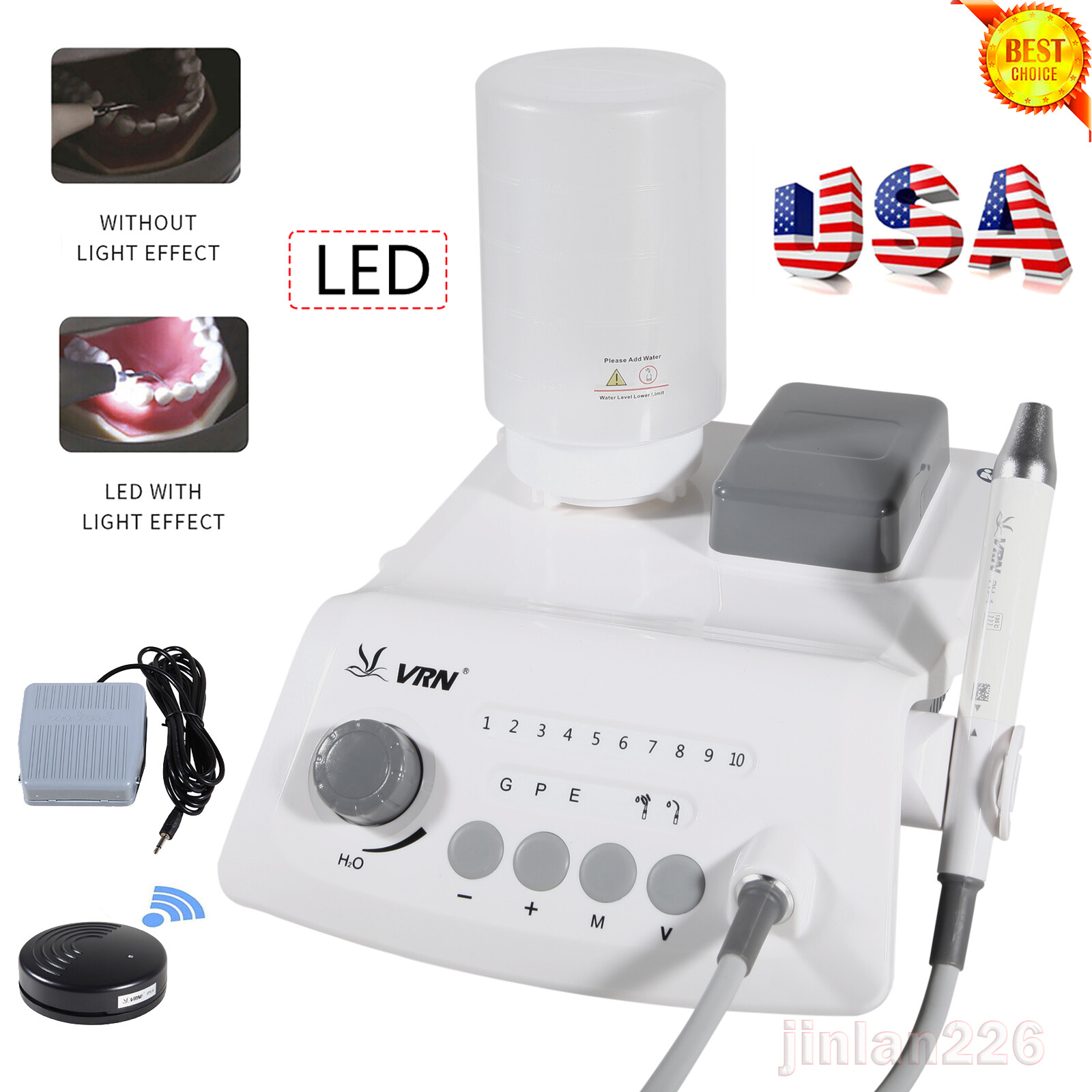 Dental Digital Control Ultrasonic Scaler with LED Detachable Handpiece ...