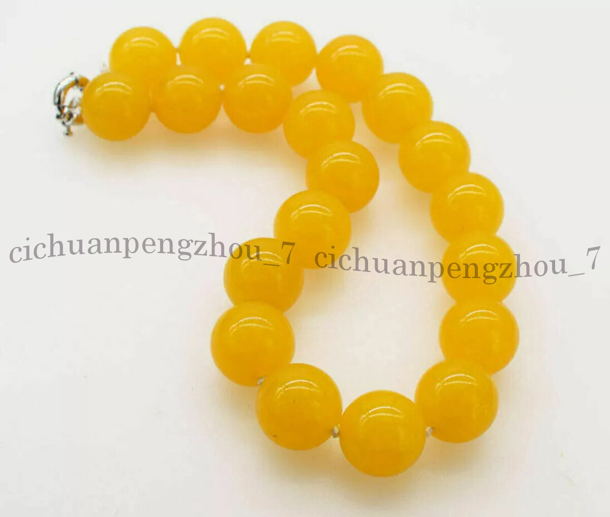 Huge 20mm Natural Yellow Jade Gemstone Round Ball Beads Necklace 14-36 ...