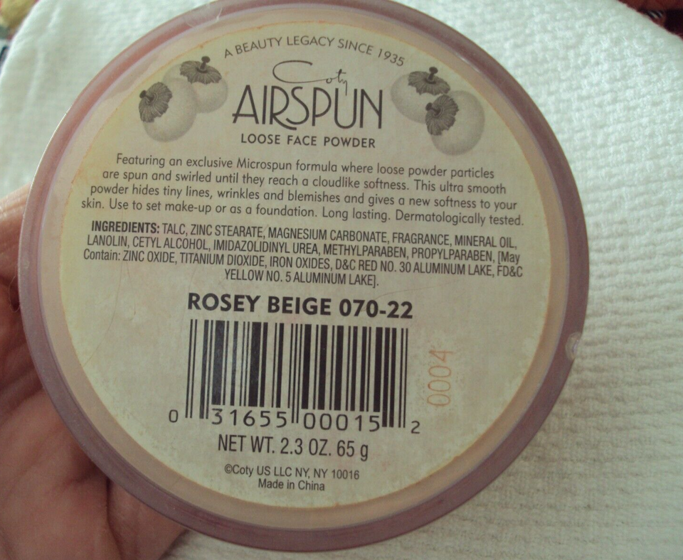 VINTAGE AIRSPUN LOOSE FACE POWDER ORIGINAL FORMULA ROSEY BEIGE/ COTY ...