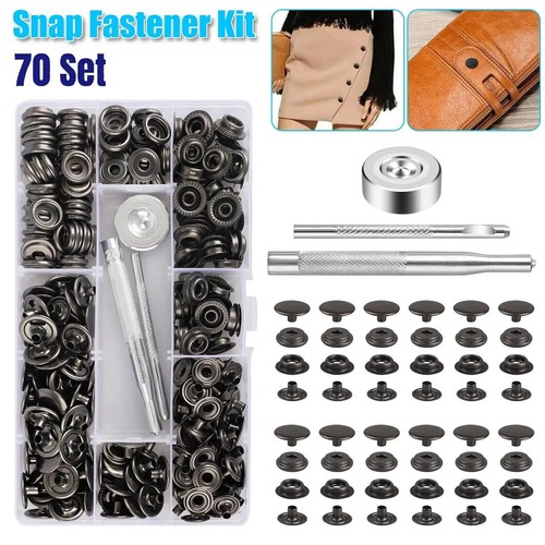 70 Sets 15mm 5/8" Heavy Duty Snap Fasteners Kit Metal Button for ...