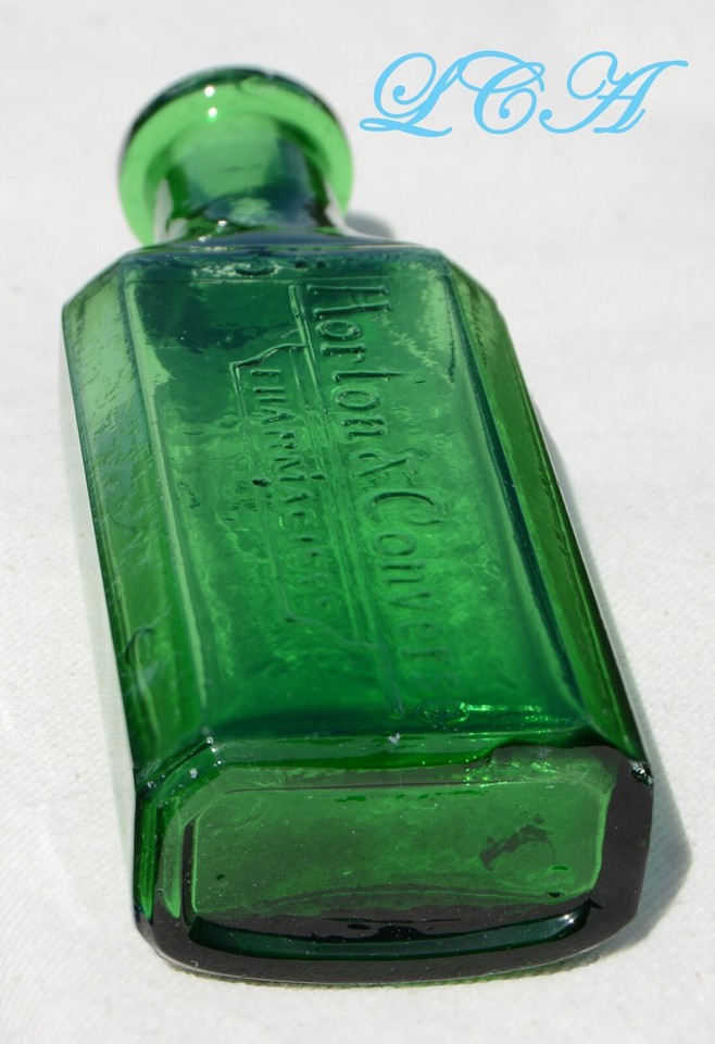 Antique HORTON CONVERSE Los Angeles Cal PRISTINE GREEN pharmacy bottle ...