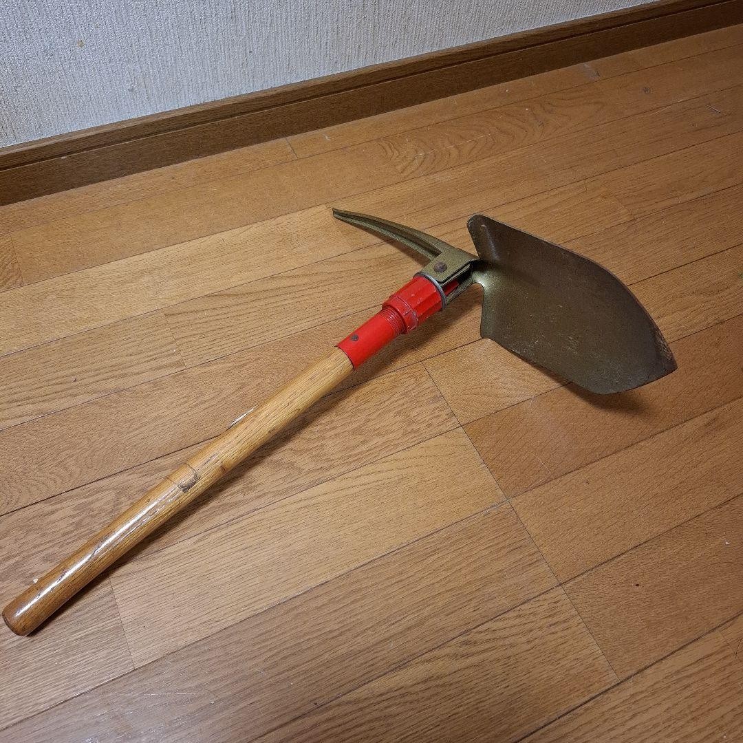 Vintage NGS Folding Shovel Pickaxe Tool Metal Blade Wooden Handle Japan ...