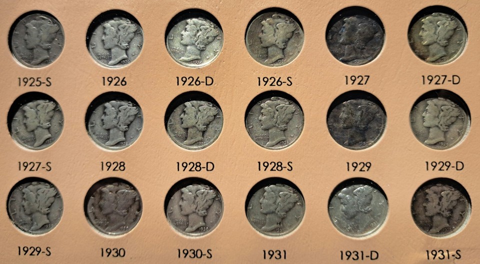 COMPLETE Mercury (Winged Liberty Head) Dime (1916–1945) SET ALBUM 1916 ...