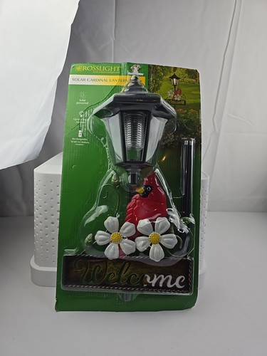 Solar Cardinal Welcome Lamp Post Lantern Yard Stake Outdoor Garden ...