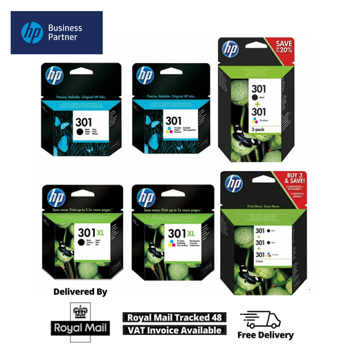 Original HP 301 / 301XL Black / Colour Ink Cartridges - Envy 5530 5532 ...