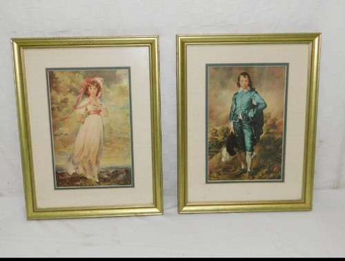 Vtg Blue Boy and Pinkie Wall Art Framed Prints Gold Wood 13x17 | eBay