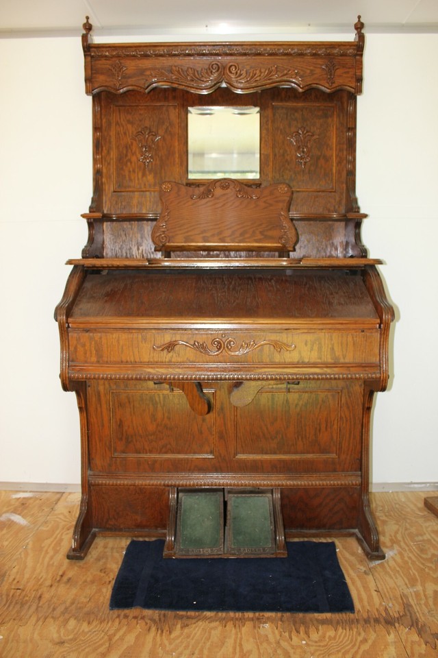 Antique Adler Pump Organ built prior to 1928 - two piece with beveled ...