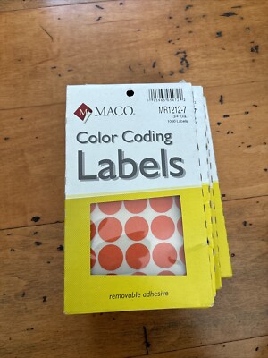 1000Orange 3/4" Round Maco Color Coding Labels MR1212-7 -New in Box | eBay