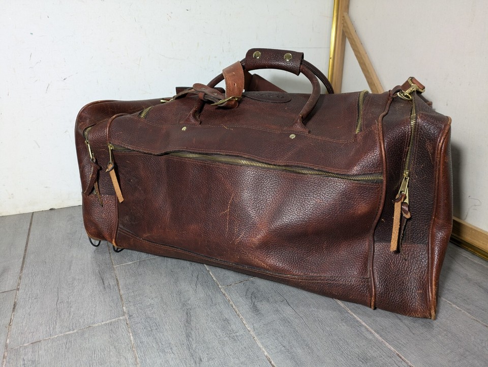 Vintage Orvis Bullhide Leather Weekend Travel Luggage Duffel Bag | eBay