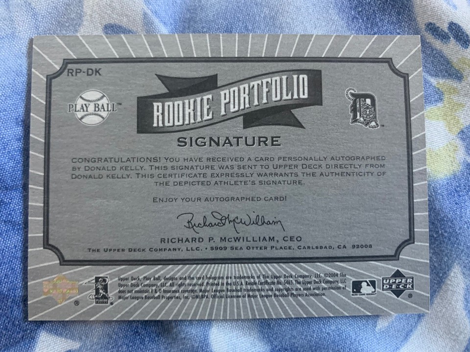 Donald Kelly autographed Upper Deck baseball card | eBay