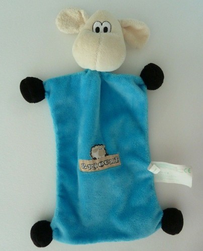 A12. DOUDOU PLAT BERYL BRIOCHE CHIEN MOUTON BLEU NOIR BLANC BON ETAT | eBay