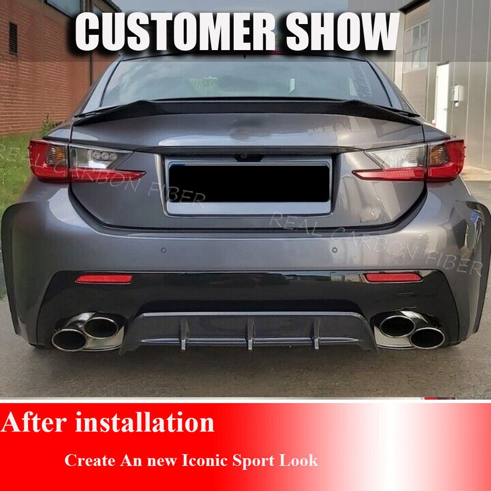 Fit For Lexus RC F RCF 2015-2018 REAL CARBON Rear Bumper Diffuser Lip ...