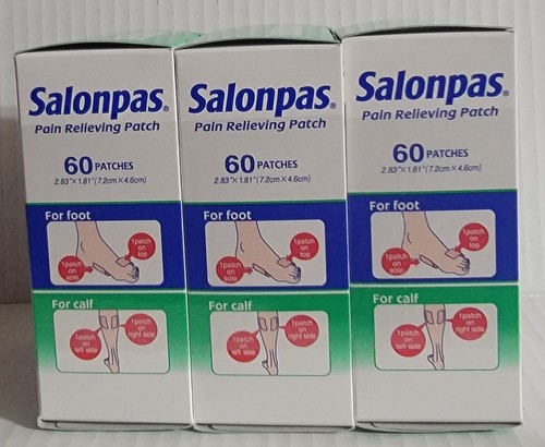 3 Boxes - 180 Total Salonpas Pain Relieving Patches (8hrs) 60ct each ...