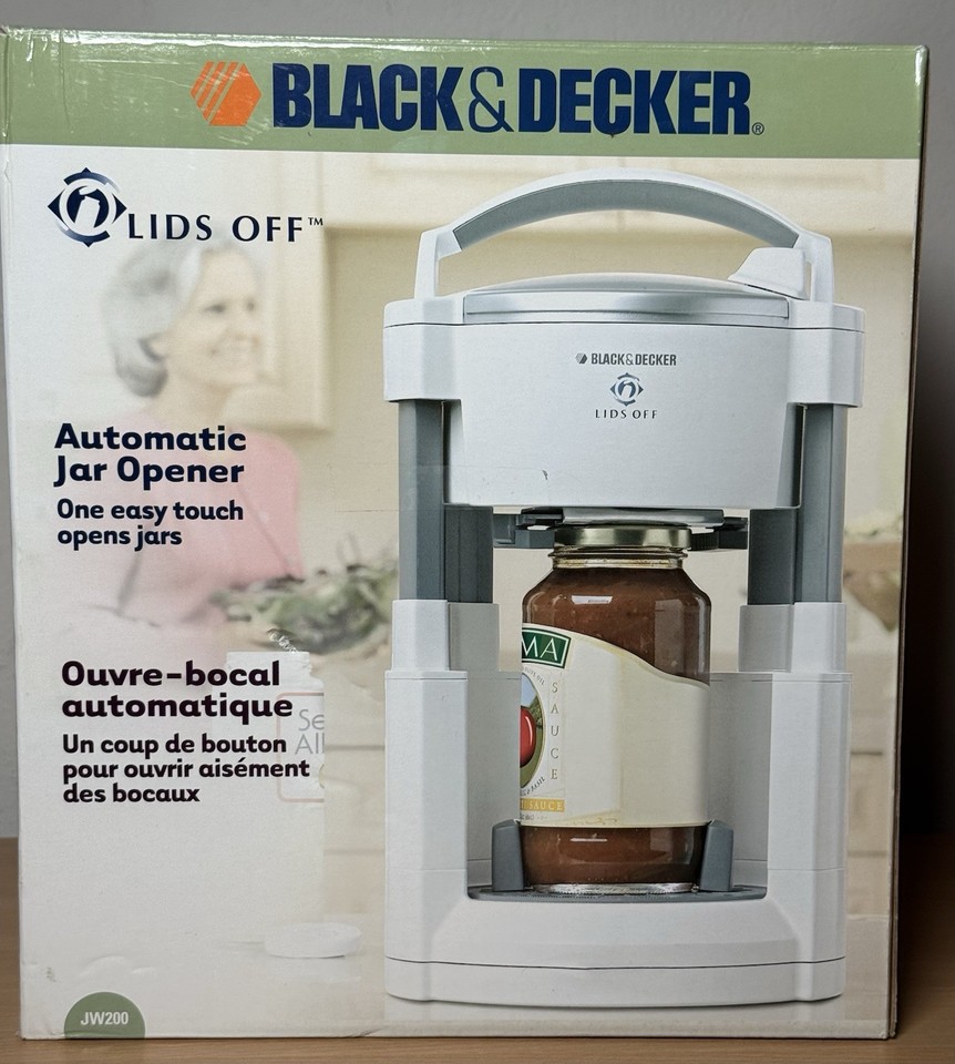 Black & Decker Lids Off Automatic Jar Opener JW200 One Easy Touch Opens ...