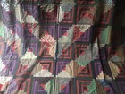Antique Primitive Farmhouse Log Cabin Quilt ~ Red Black Blue Green ...
