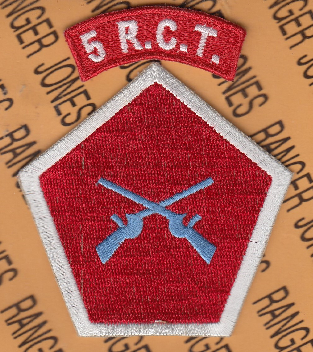 US Army 5th Regimental Combat Team RCT Infantry ~3.5" patch tab set c/e ...