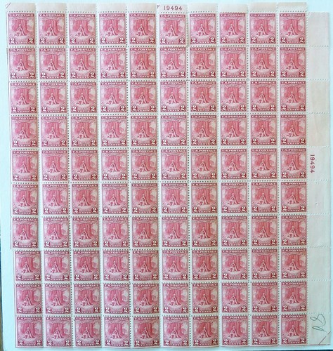 1928 Sheet 2c 'Valley Forge', #645, Mint/NH, Some Separation, Gum Issue ...
