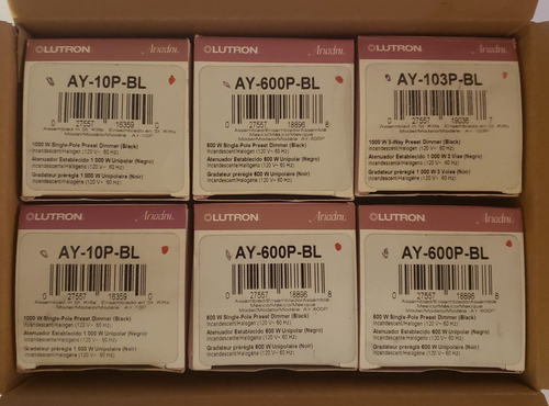 Lutron Ariadni Dimmers BLACK 120volt (see pictures) lot of 6 devices ...