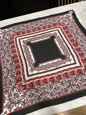 Talbolts Modal & Silk Square Scarf Black White Red NWT 34” Square | eBay