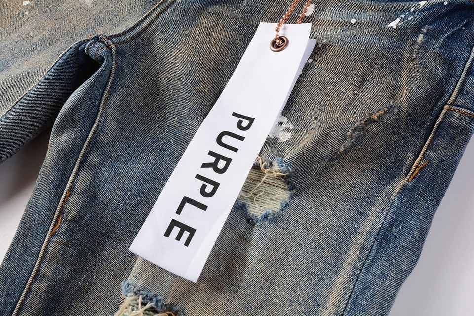 HOT 2024 New Purple Brand Men's Ripped Pants Splash-ink Skinny Jeans | eBay