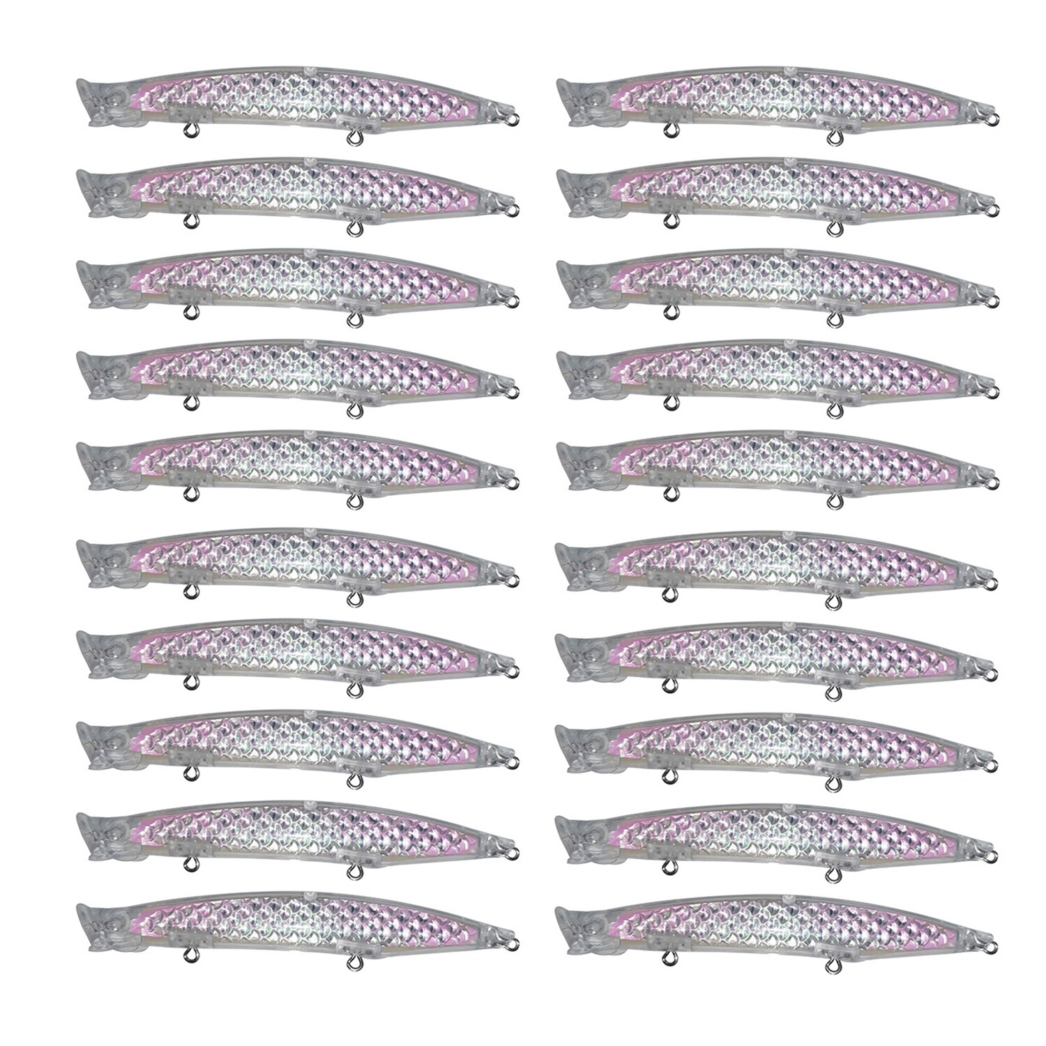 Bulk 20x Unpainted Blanks Laser Popper Baits Bass Fishing Lure Floating ...