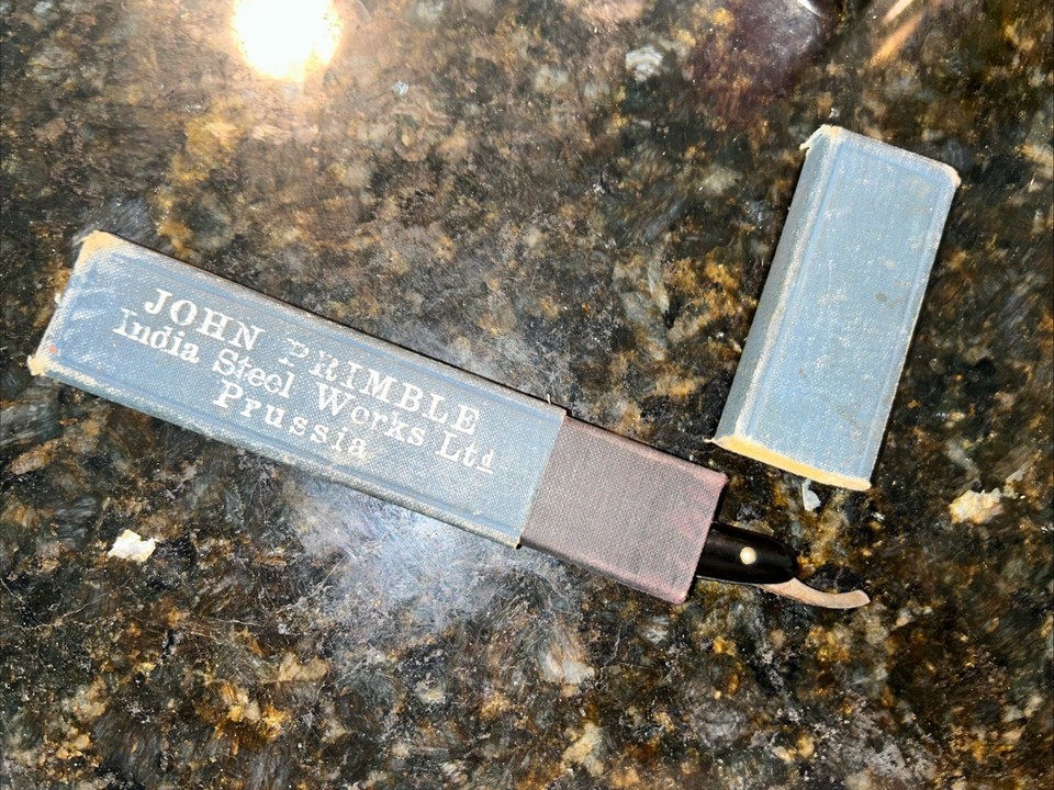 Antique Straight Razor In Box “ Bluegrass” Made In Prussia John Primble ...