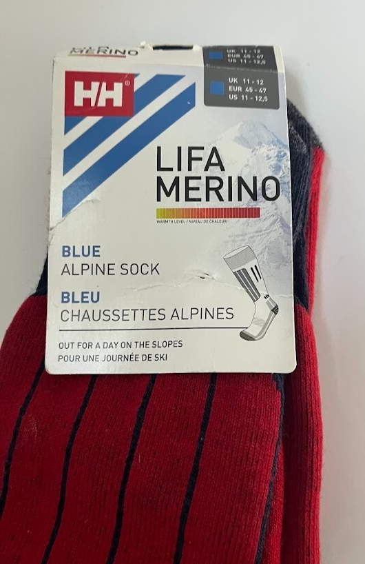 HH LIFA Merino Blue Alpine Mens Intermediate Wool Socks Red US 11-12.5 ...