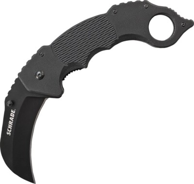 Schrade Karambit Linerlock 2 3/4" Stainless Black Textured G10 Folding ...