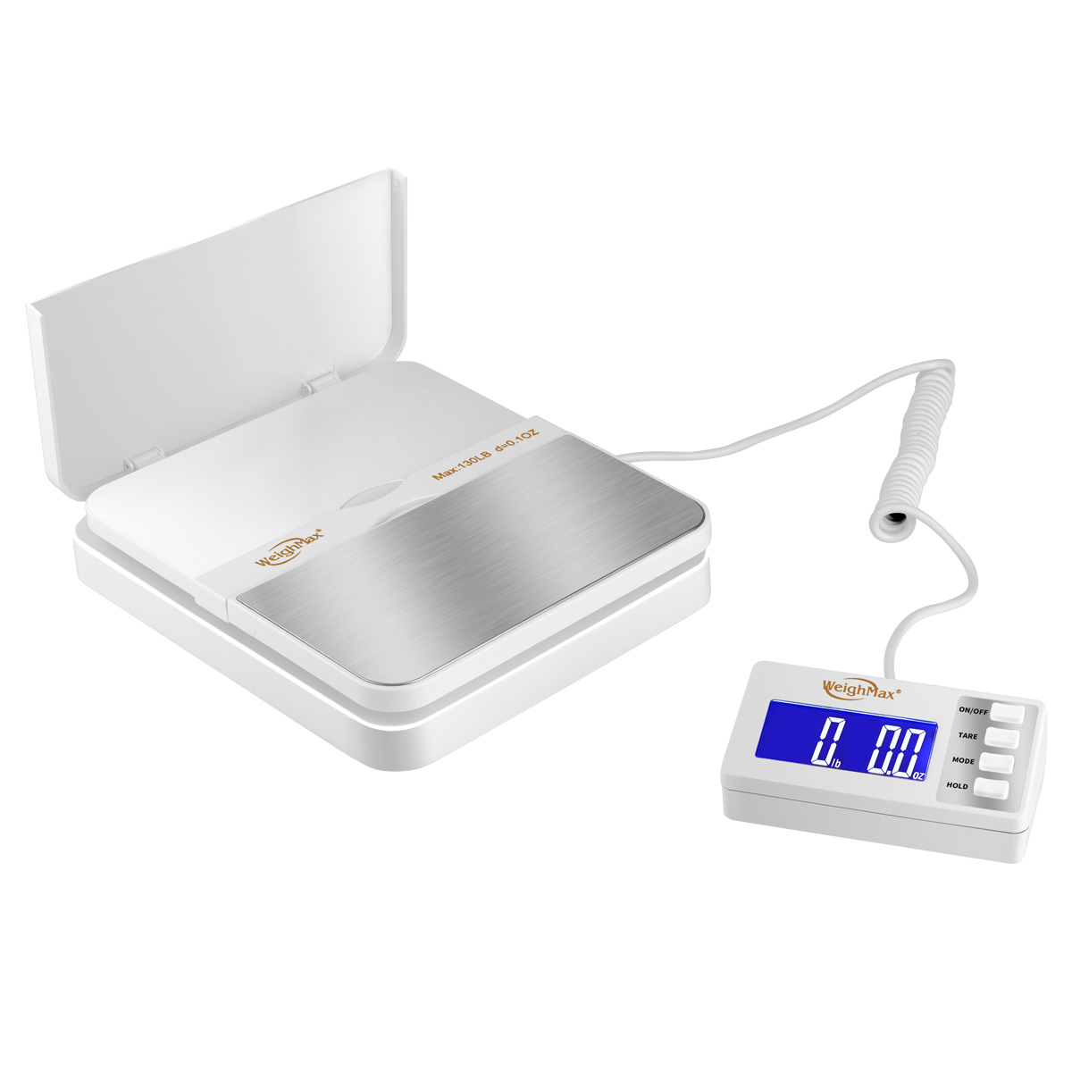 Weighmax 130LB Extended Display Digital Shipping Postal Scale White W ...