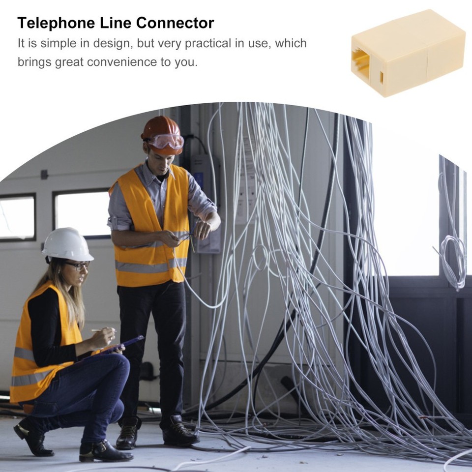 50 PCS RJ11 Connectors Phone Line Connector Straight Extension Cord ...