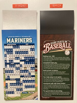 MLB SEATTLE MARINERS 2025 MAGNET SCHEDULE (9" X 3 1/2") TEAMS, DATES ...