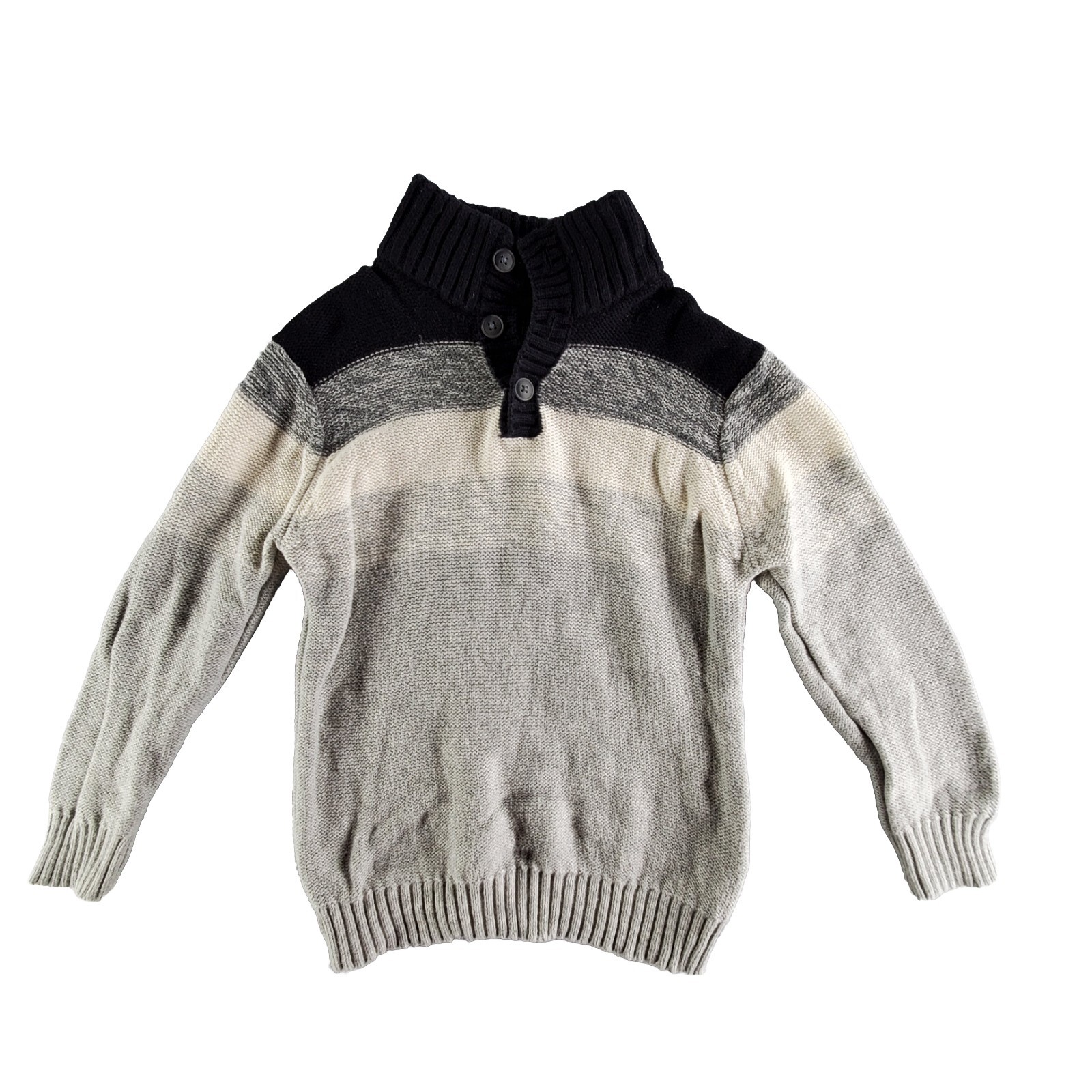 The Children´s Place Boys Gray & Black Long Sleeve 1/4 Button Sweater ...