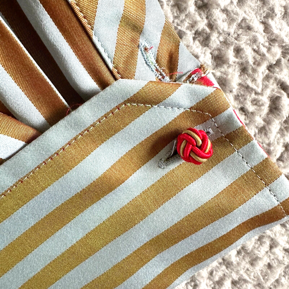 Robert Graham Button Shirt Mens Medium Metallic Sheen Striped Green ...