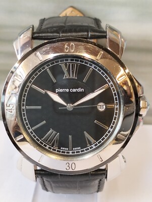 PIERRE CARDIN QUARTZ BLACK DIAL 10068-1 SWISS MEN'S FULL WORKING ...