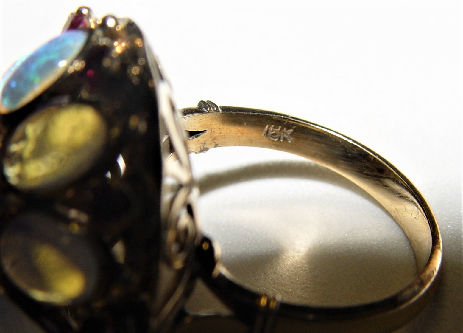 Antique 2.50CT(Est.) Ruby and Opal Dome filigree Ring 18K Rose Gold s-7 ...