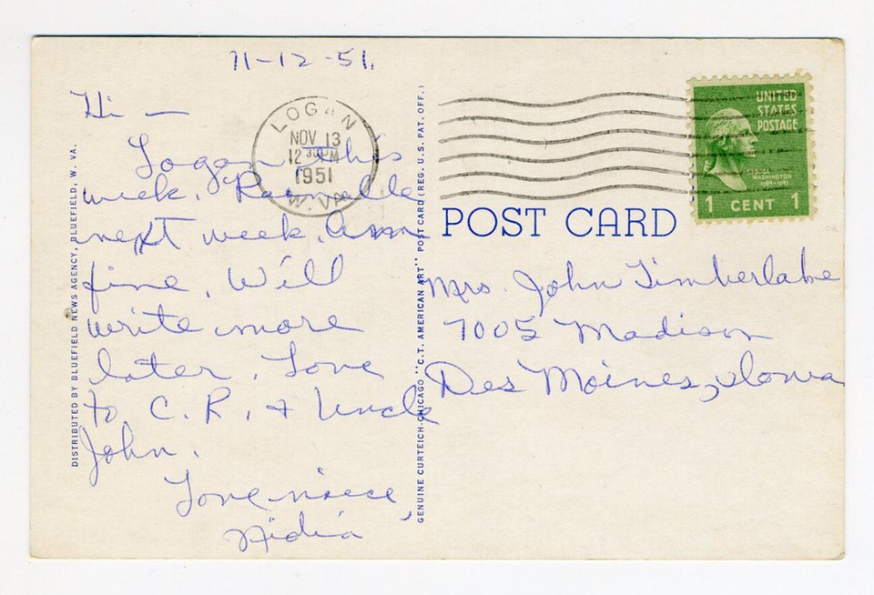 1951 Postmarked Linen Postcard- Devil Anse Hatfield Monument- WV | eBay