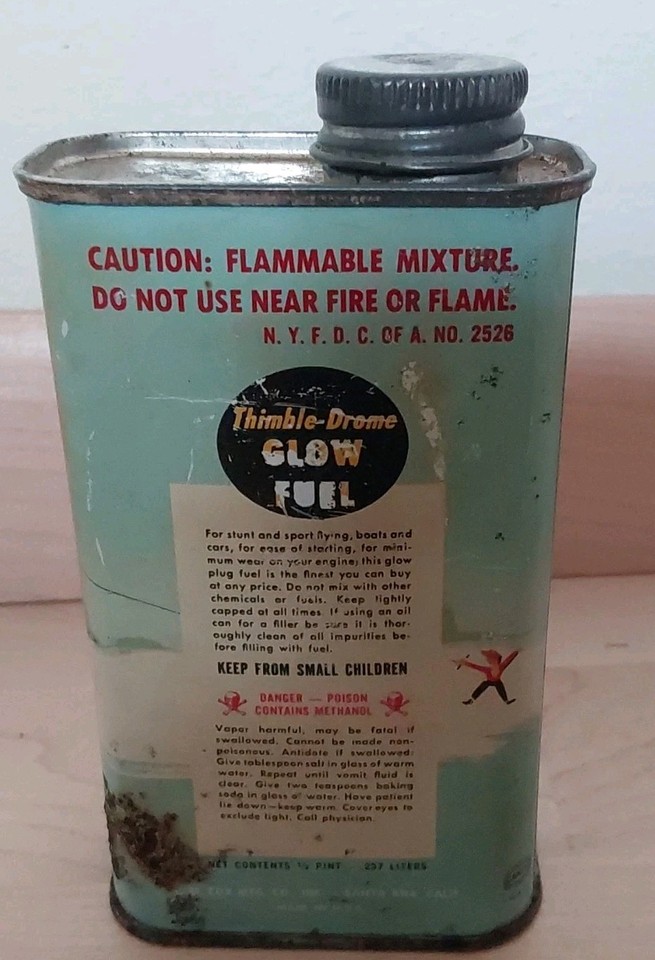vintage Cox Thimble Drome Glow Fuel Can Tether Car Plane boat Racing ...