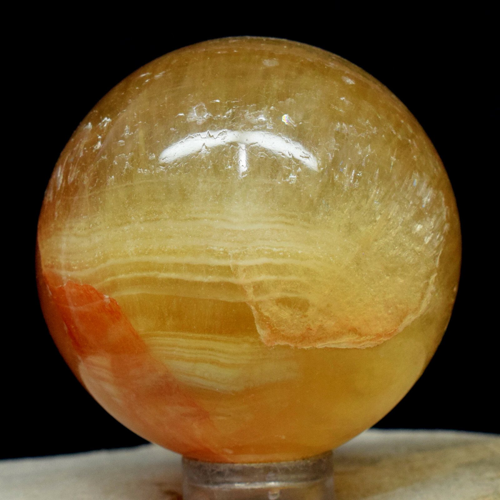 44mm Honey Fluorite Sphere Natural Banded Crystal Sparkling Gemstone ...