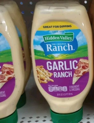 Hidden Valley Garlic Ranch Bottle Salad Dressing Bottle 2-20fl oz ...
