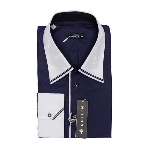 LUXURY GERLIN Shirt "LIONS" Blue ALUMO Cotton 16 - 41 6A BIJAN | eBay