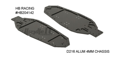 NEW! HB RACING D216 MAIN ALUMINUM CHASSIS 4MM. PART# HB204142 2WD BUGGY ...