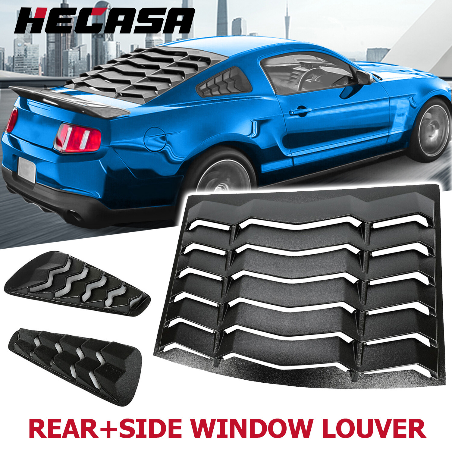 Rear&Side Window Louvers Cover For 2005-2014 Ford Mustang Sun Shade ...