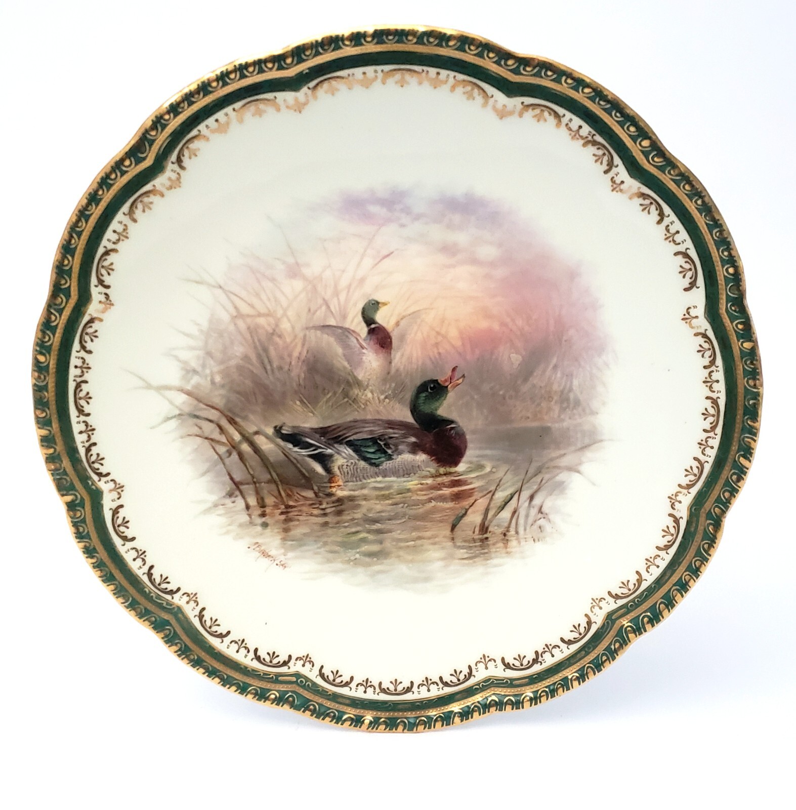 Antique Hand-Painted Mallard Ducks Cauldon, England Signed J. Birbeck ...