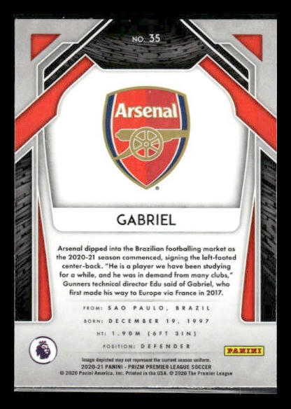 2020-21 Panini Prizm Premier League #35 Gabriel Rookie Arsenal FC | eBay