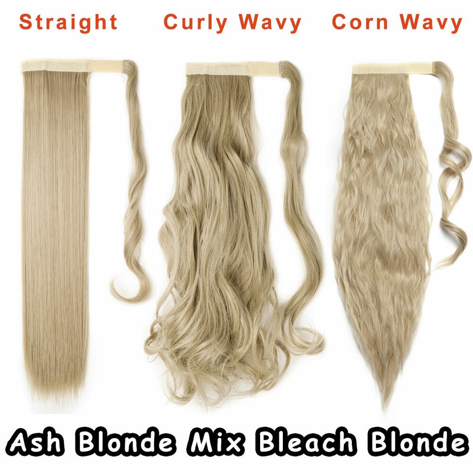 100% Natural Wrap Around Corn Wavy Ponytail Real Thick as human Hair ...