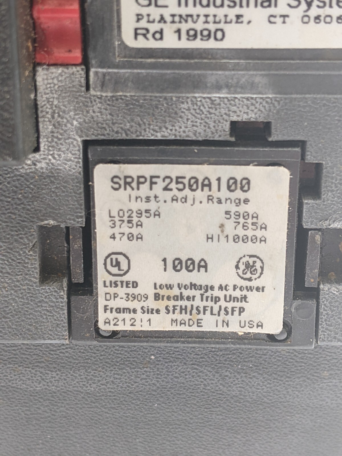 General Electric SFHA24AT0250 Bolt-On Circiut Breaker 250A 480V 2P 1PH ...